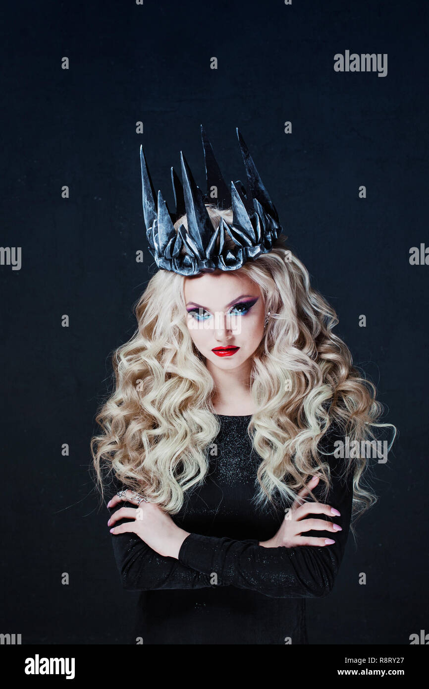 Portrait of a Gothic Princess. Beautiful young blonde woman in metal ...