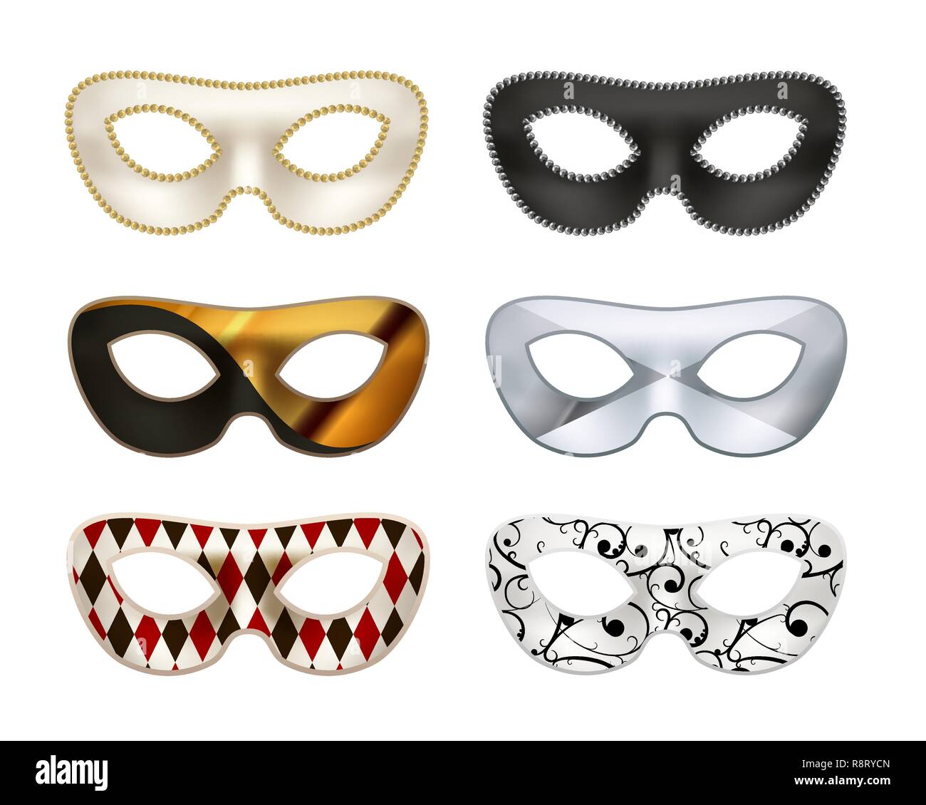 Set of bright colorful masquerade masks isolated on white Stock Vector ...