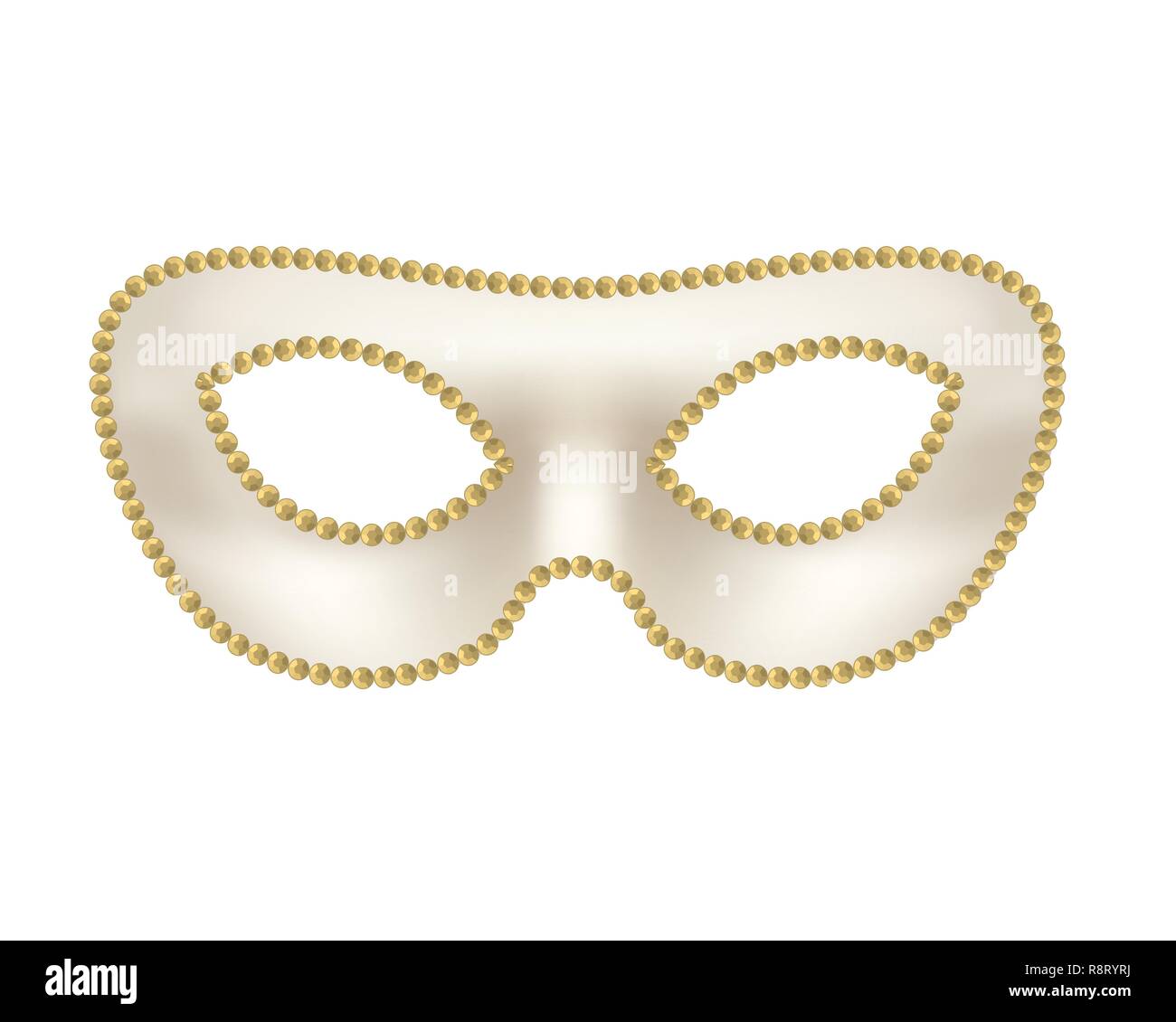 Bright beige masquerade mask with golden border isolated on white Stock ...