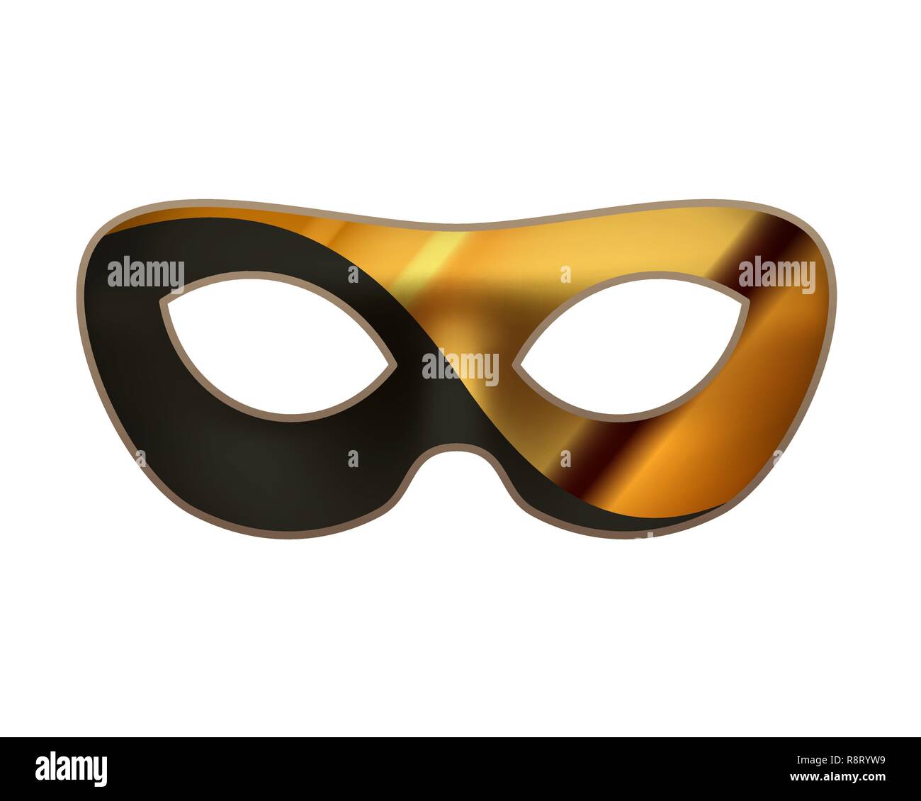Bright masquerade mask with dark and gold side isolated on white Stock ...