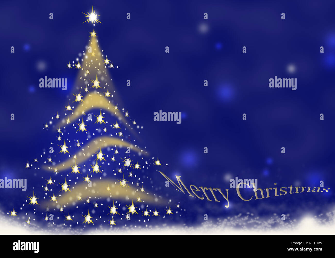 Christmas tree formed from stars snow christmas background illustration ...