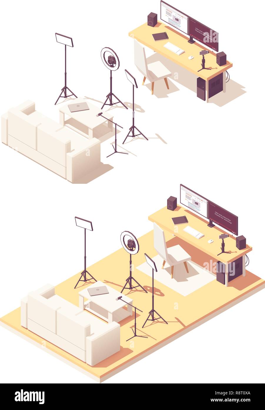 Vector isometric video blogger studio equipment Stock Vector Image ...