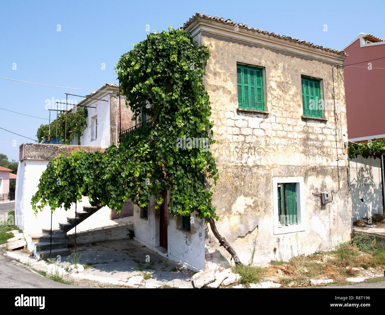 Traditional Greek village house, Xanthates, Corfu, Greece Stock Photo ...
