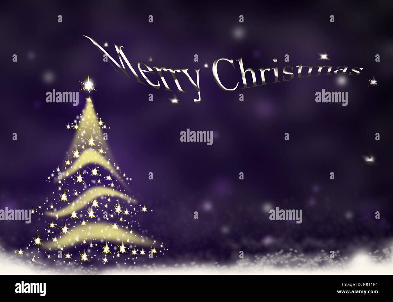 Christmas tree formed from stars snow christmas background illustration ...