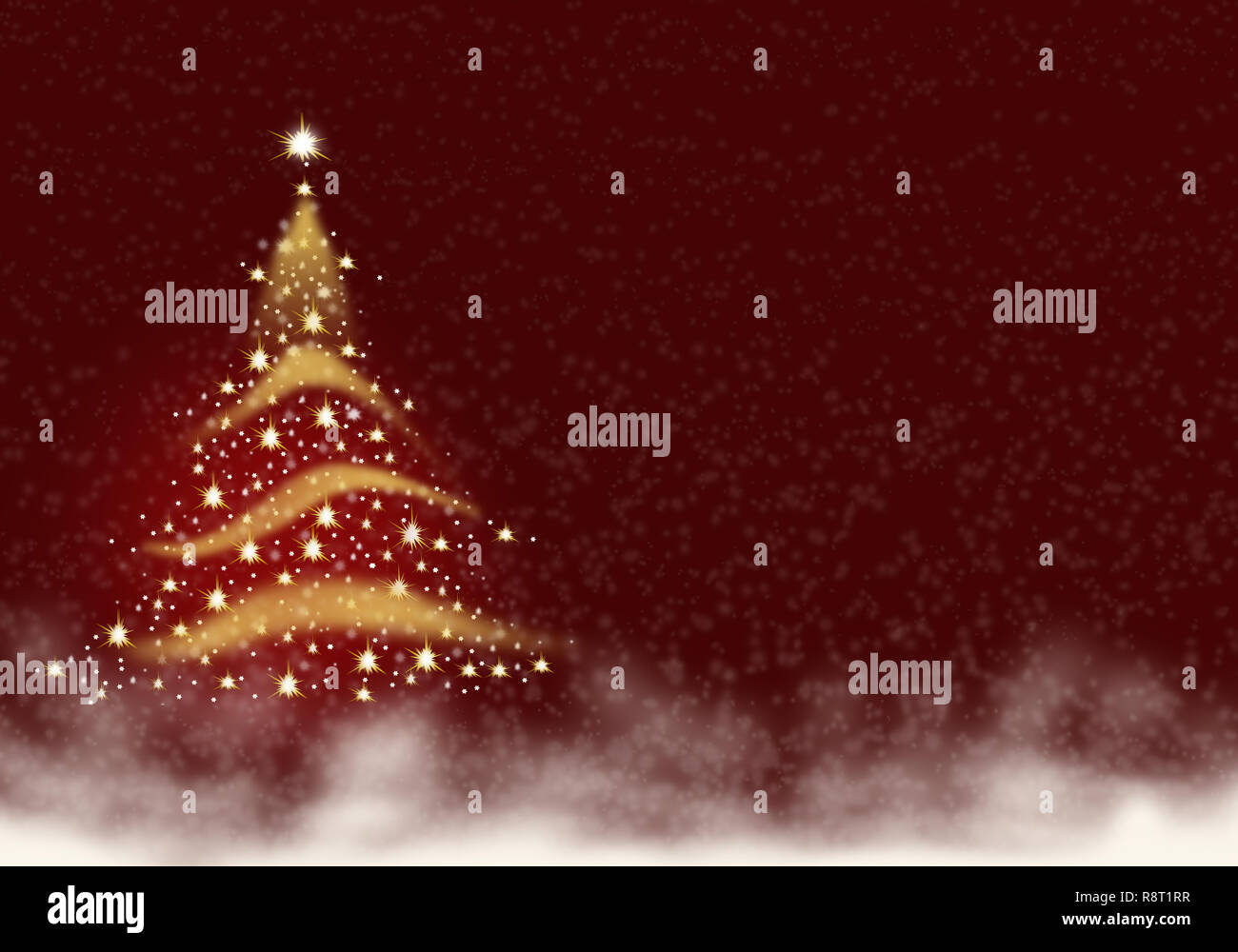 Christmas tree formed from stars snow christmas background illustration ...