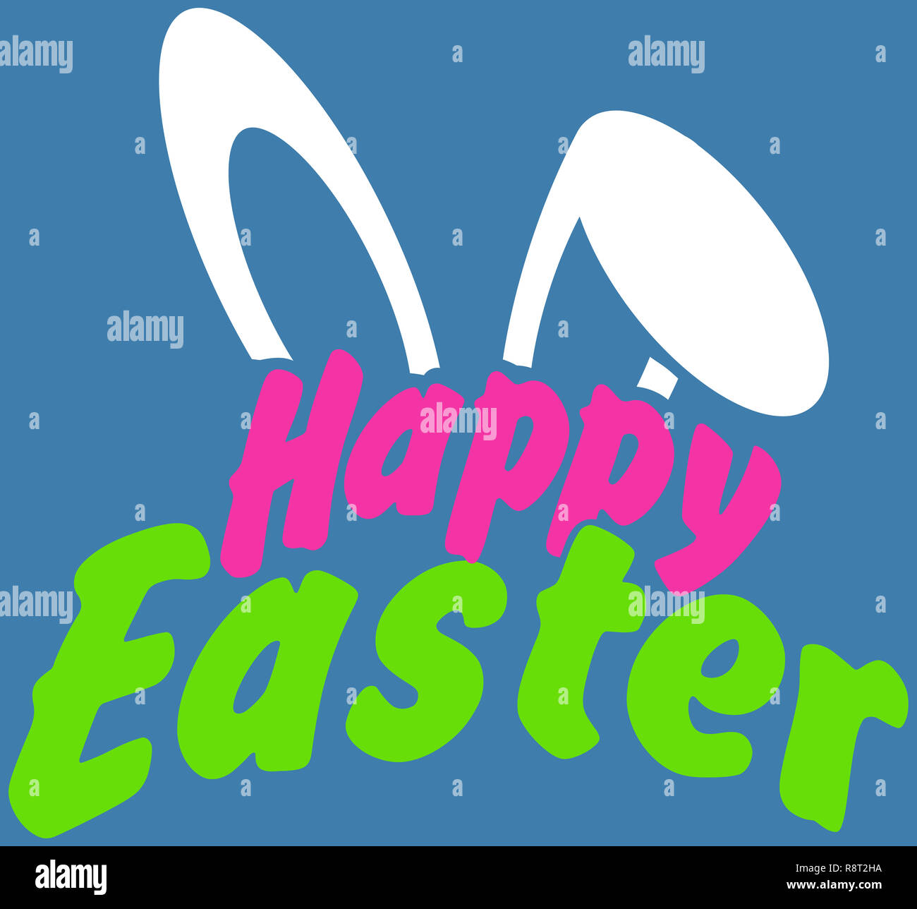 happy easter bunny ears holiday illustration Stock Photo - Alamy