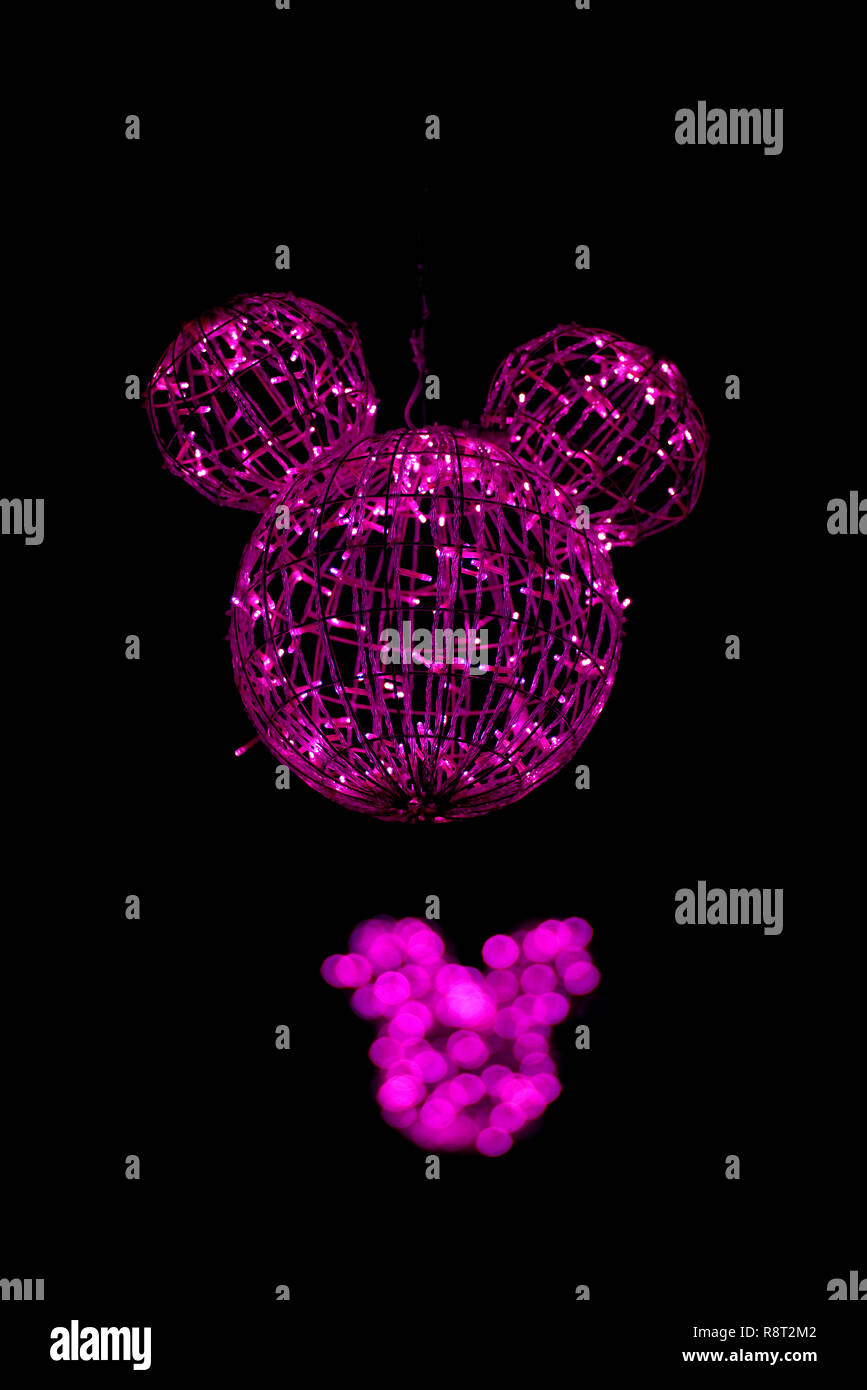 Orchard Road Christmas lights in Singapore, with a Disney theme, pink ...