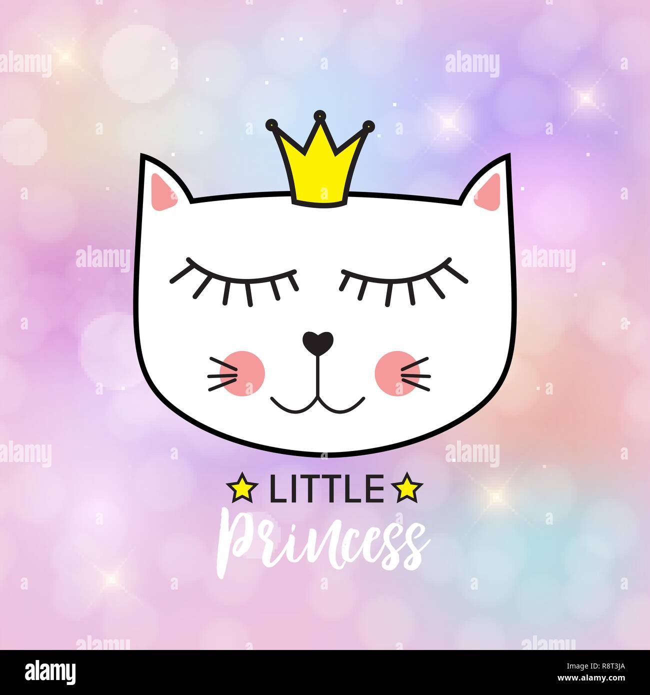 Little Cute Cat Princess Vector Illustration EPS10 Stock Vector Image ...
