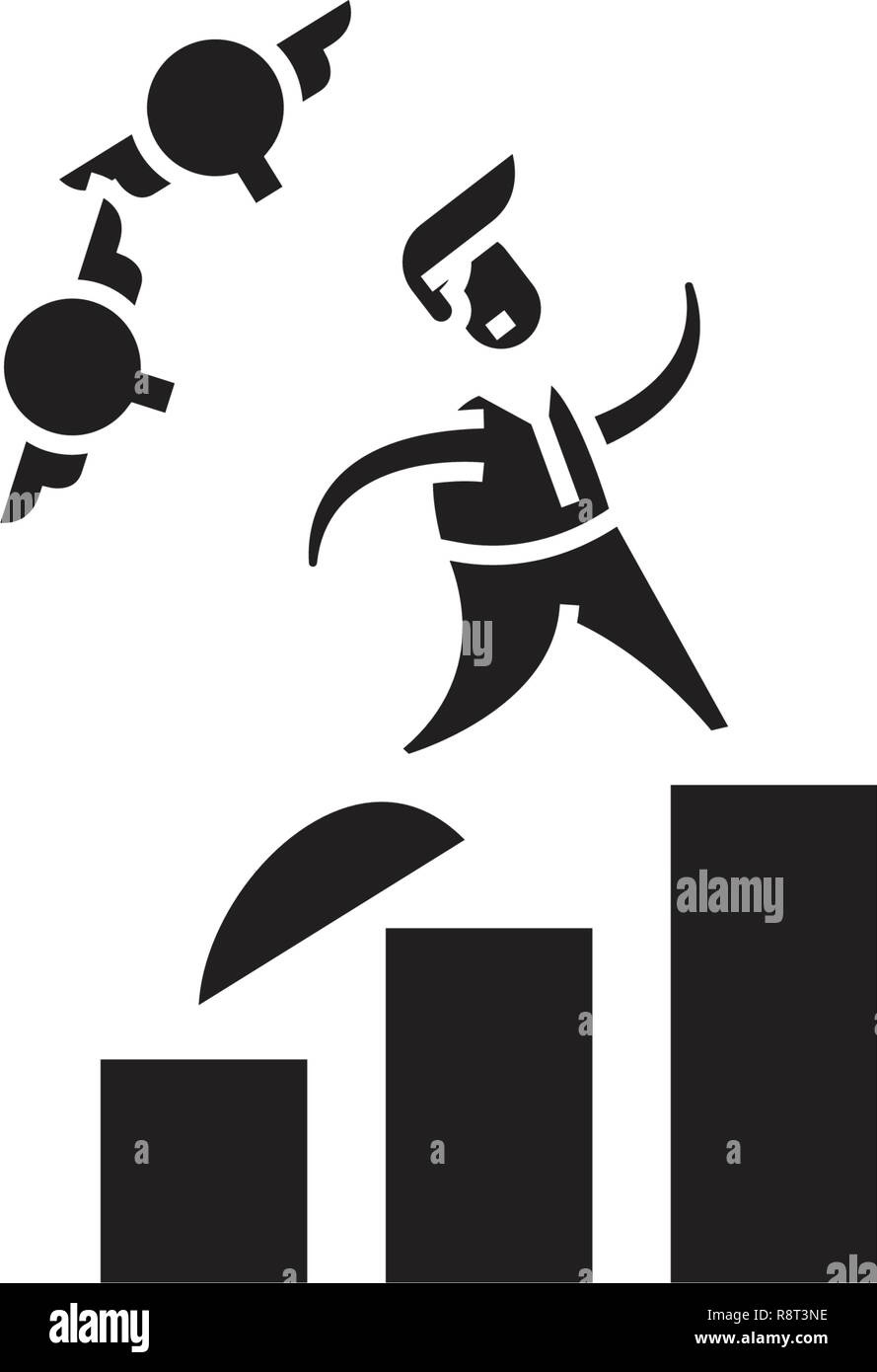 career growth black vector concept icon. career growth flat ...