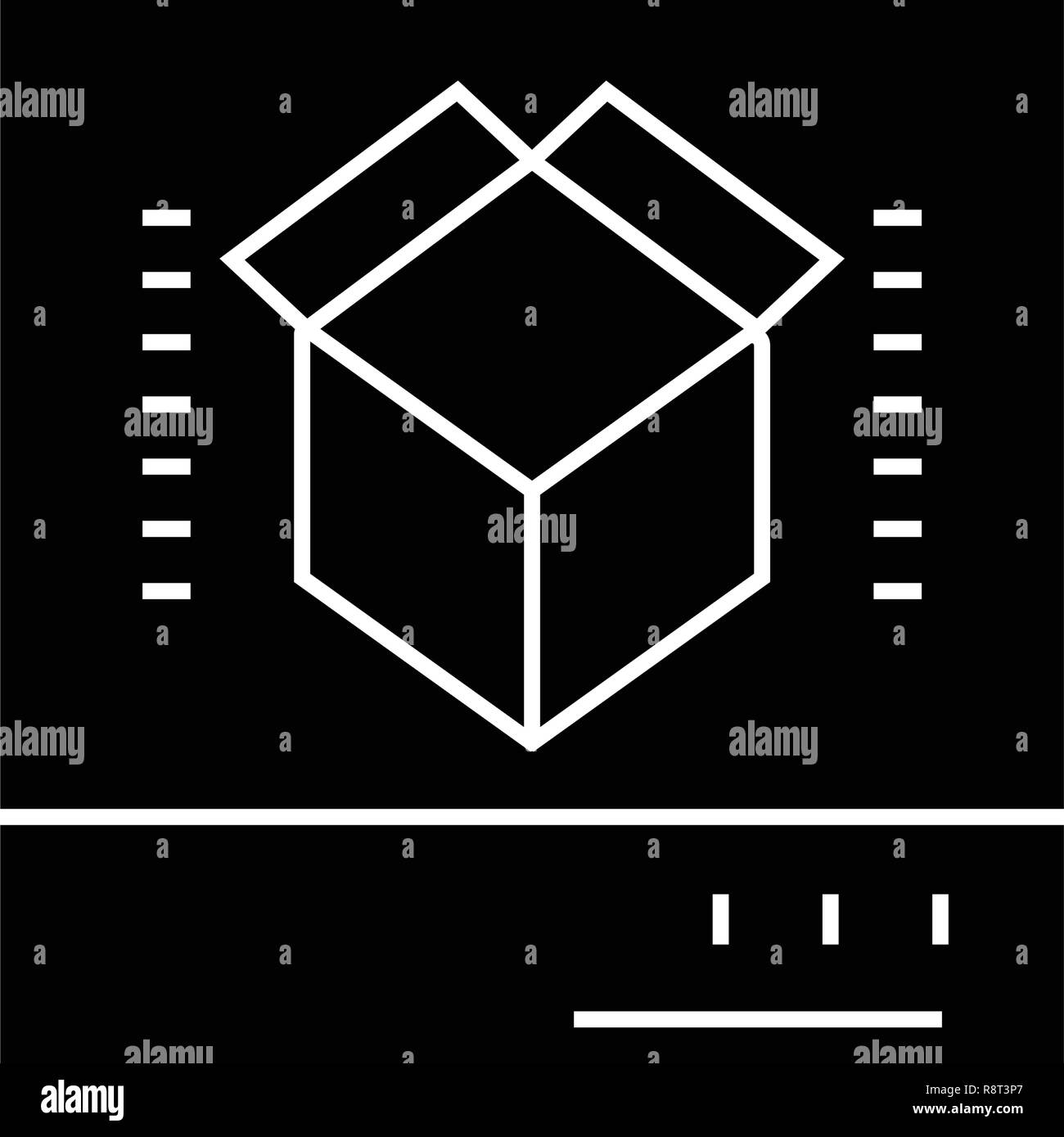 3d scanner black vector concept icon. 3d scanner flat illustration ...