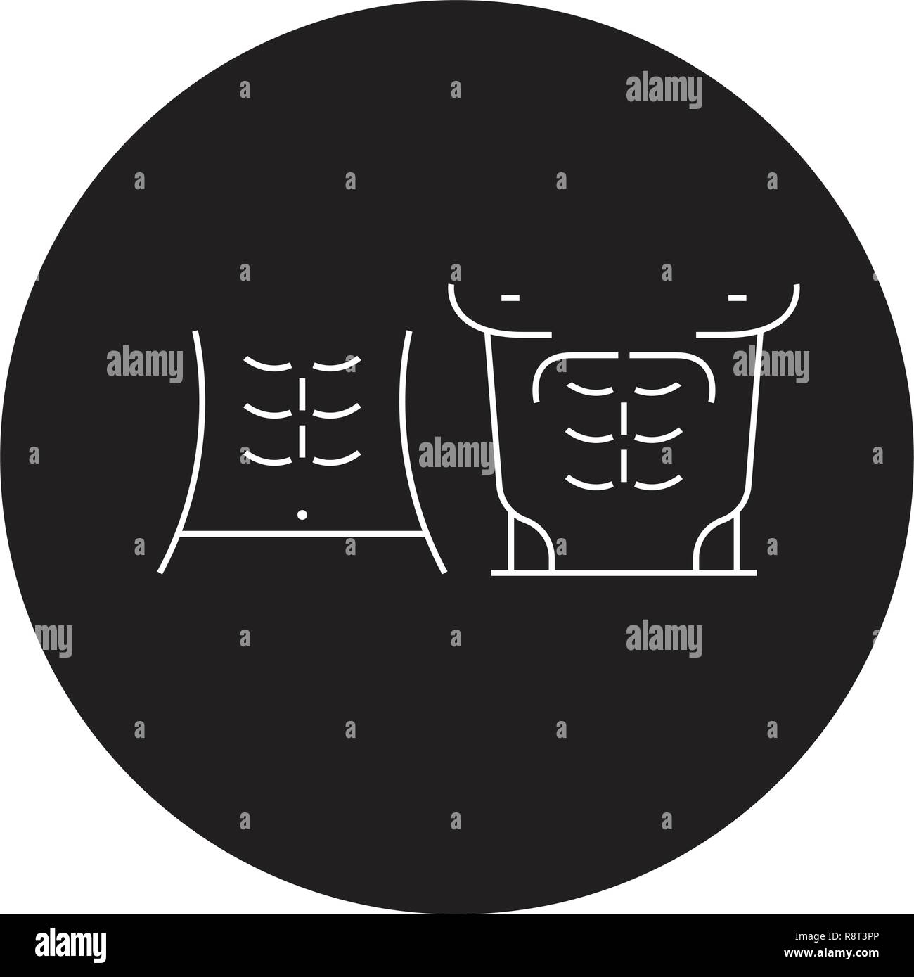 Abs muscules black vector concept icon. Abs muscules flat illustration ...