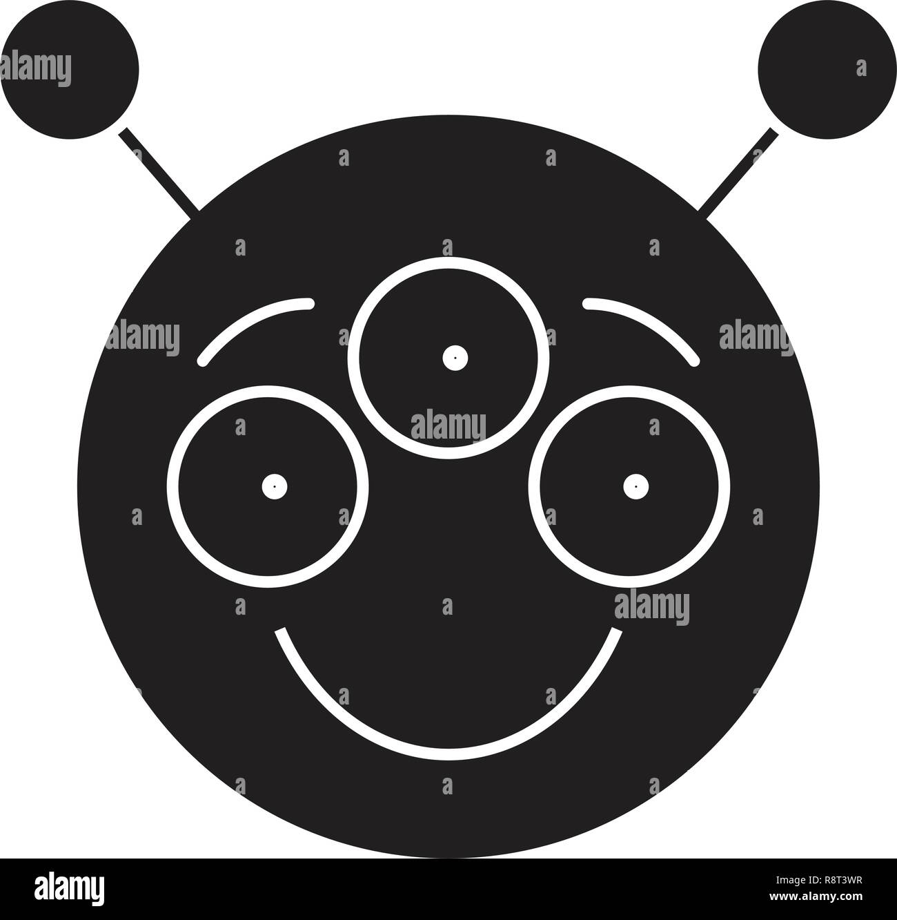 Alien emoji black vector concept icon. Alien emoji flat illustration ...