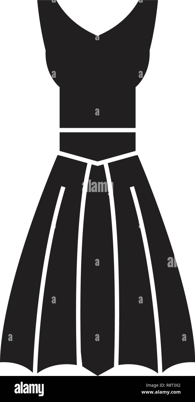 A-line dress black vector concept icon. A-line dress flat illustration ...