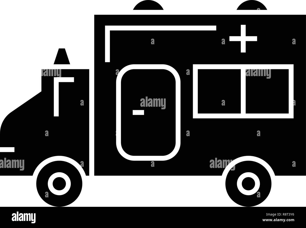 Ambulance black vector concept icon. Ambulance flat illustration, sign ...