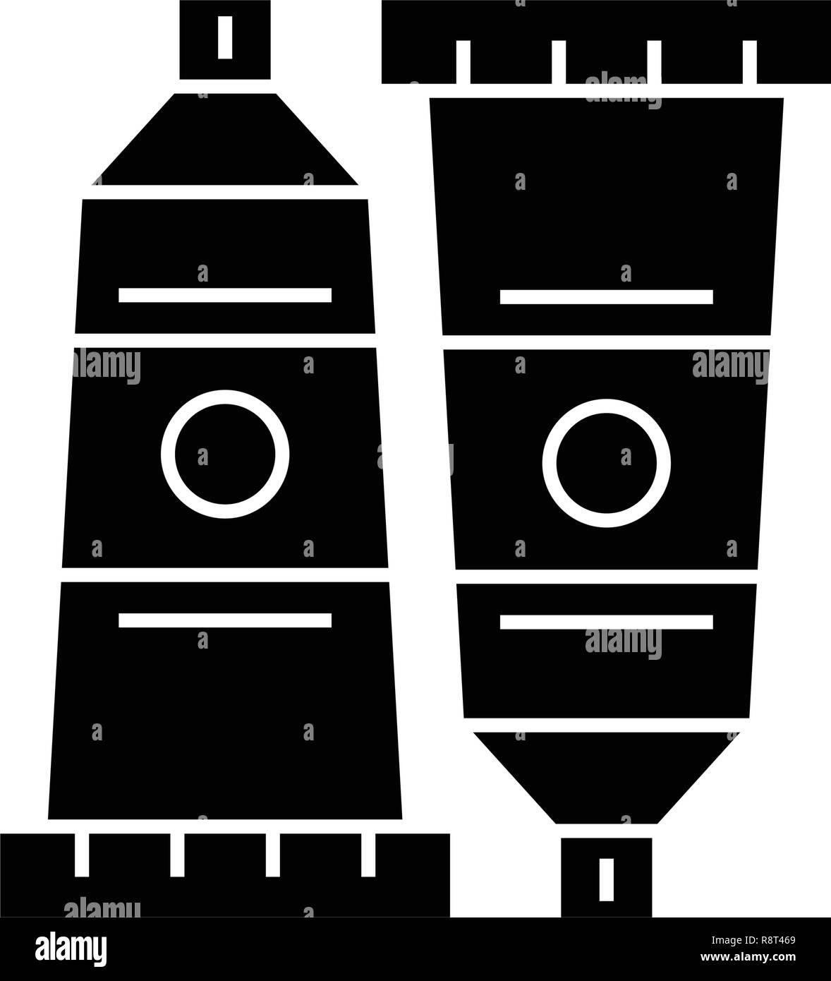 Art paint tubes black vector concept icon. Art paint tubes flat ...