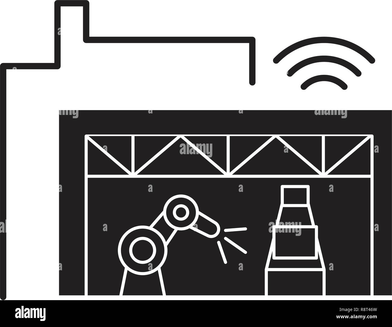 Assembly line black vector concept icon. Assembly line flat ...