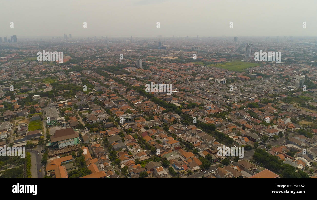 Aerial cityscape modern city Surabaya with skyscrapers, buildings and ...