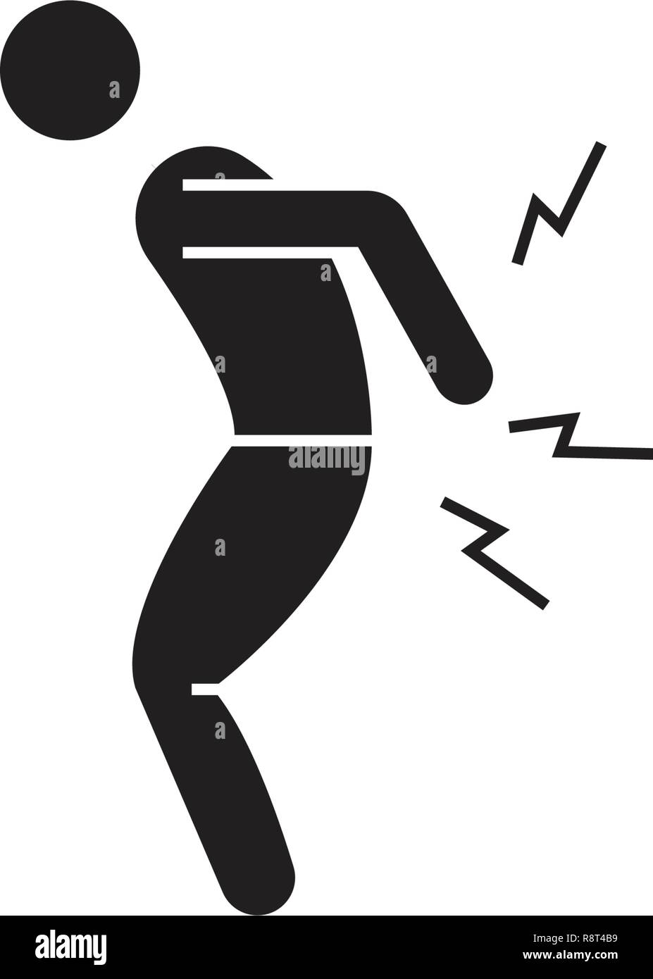 Back pain black vector concept icon. Back pain flat illustration, sign ...