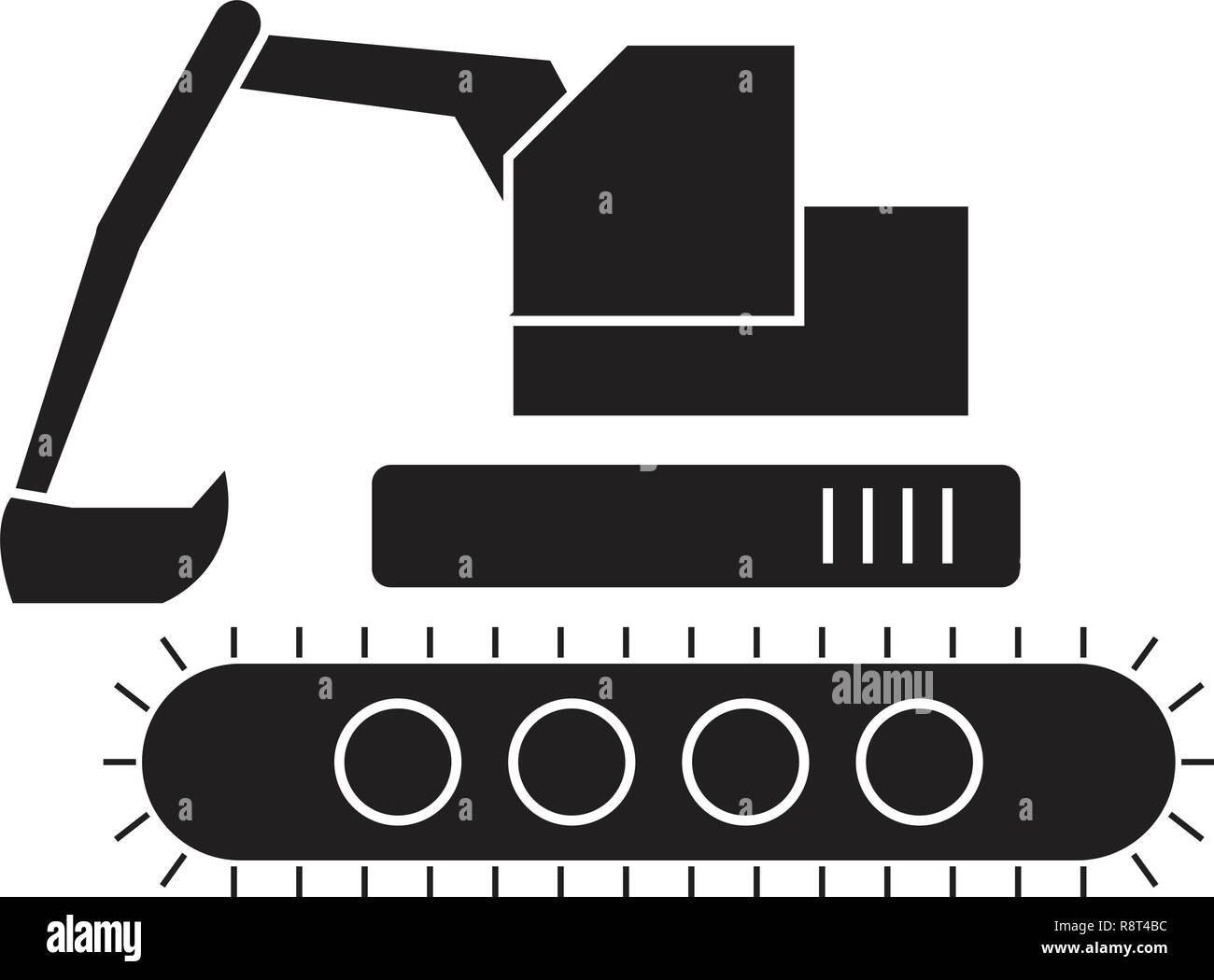 Backhoe loader black vector concept icon. Backhoe loader flat ...
