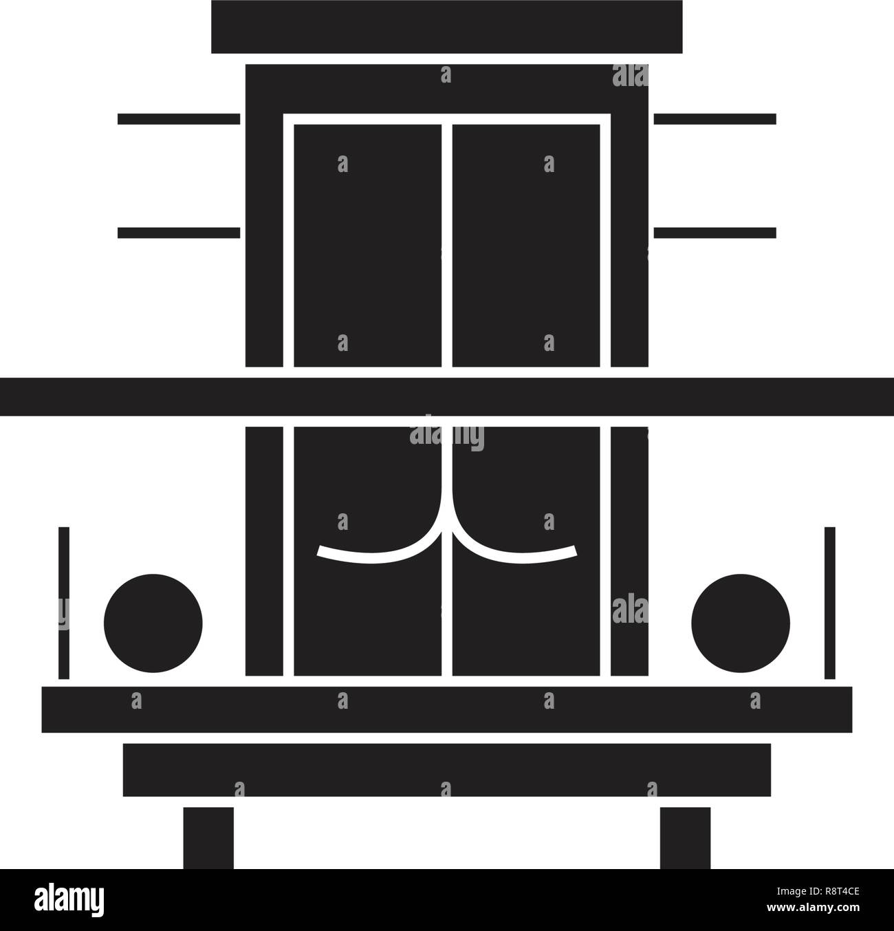 Balcony, terrace black vector concept icon. Balcony, terrace flat ...