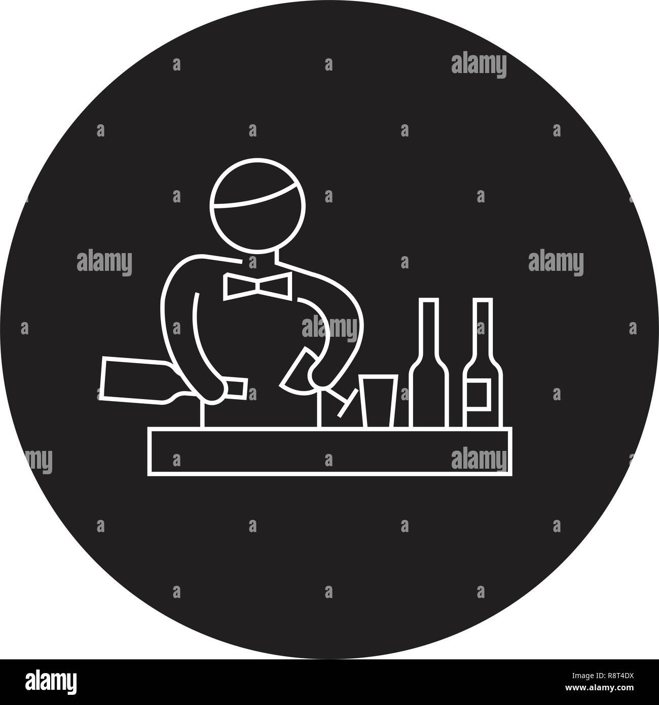 Bartender making cocktail black vector concept icon. Bartender making ...