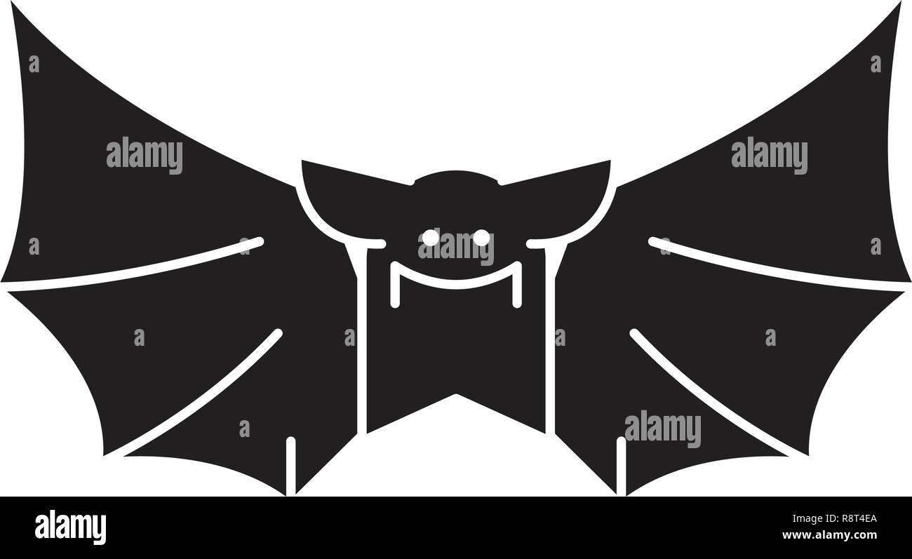 Bat black vector concept icon. Bat flat illustration, sign Stock Vector ...