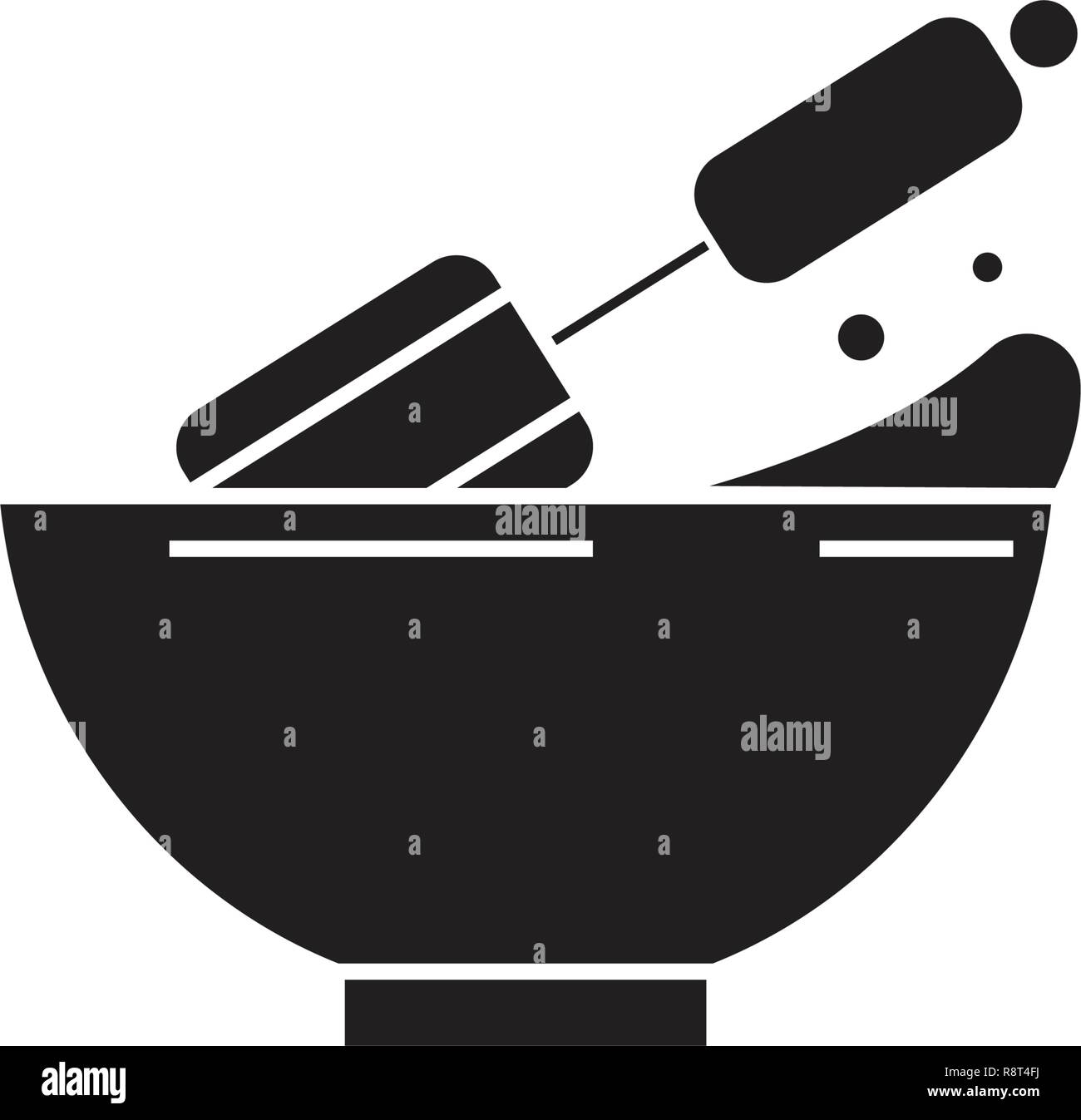 Beating eggs black vector concept icon. Beating eggs flat illustration ...