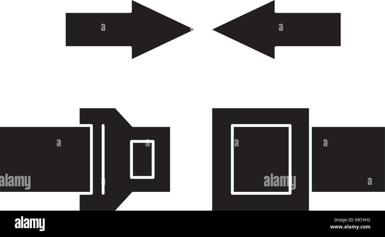 Belt fastener black vector concept icon. Belt fastener flat ...