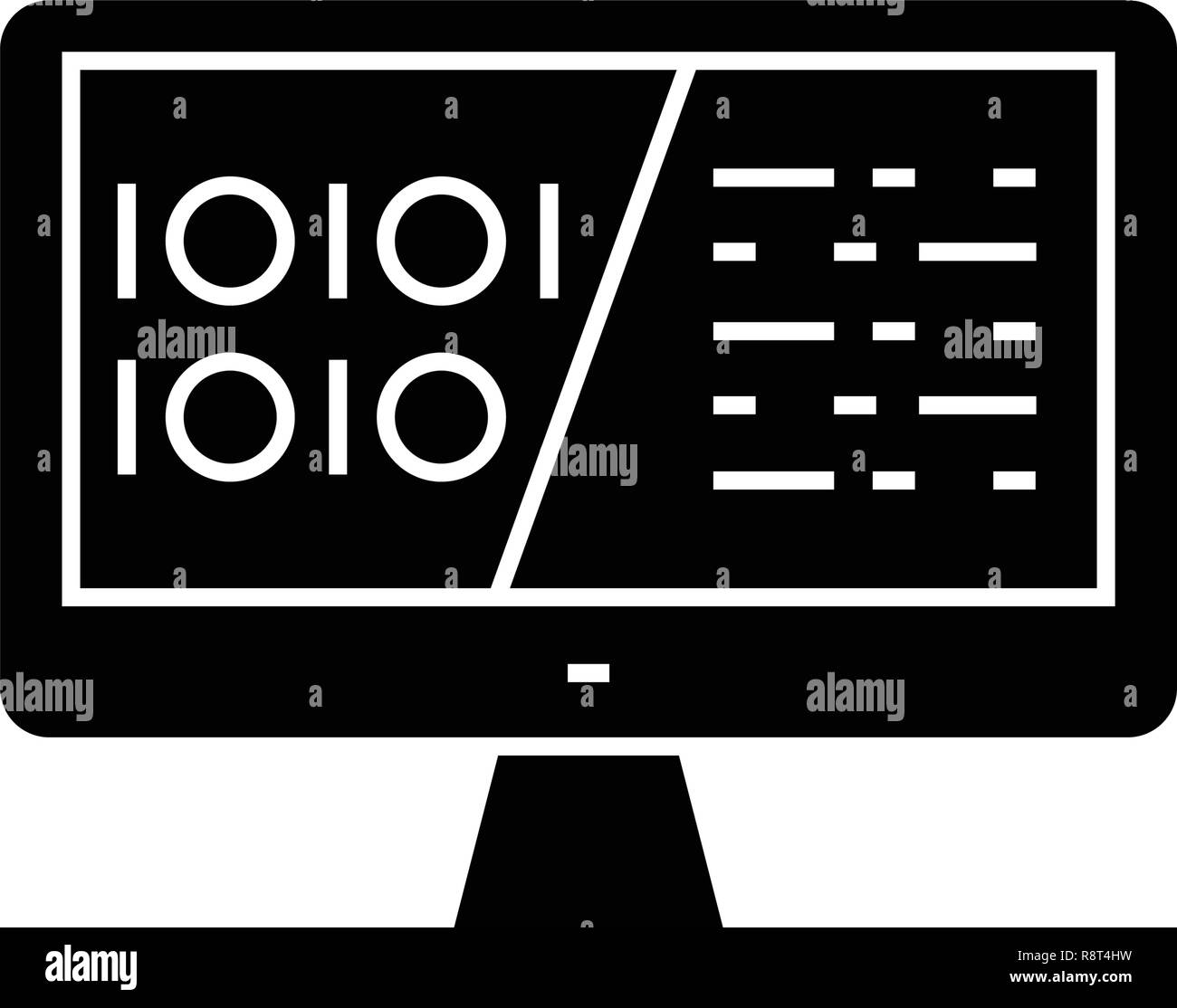 Binary Code Data Encryption Black Vector Concept Icon Binary Code Data Encryption Flat