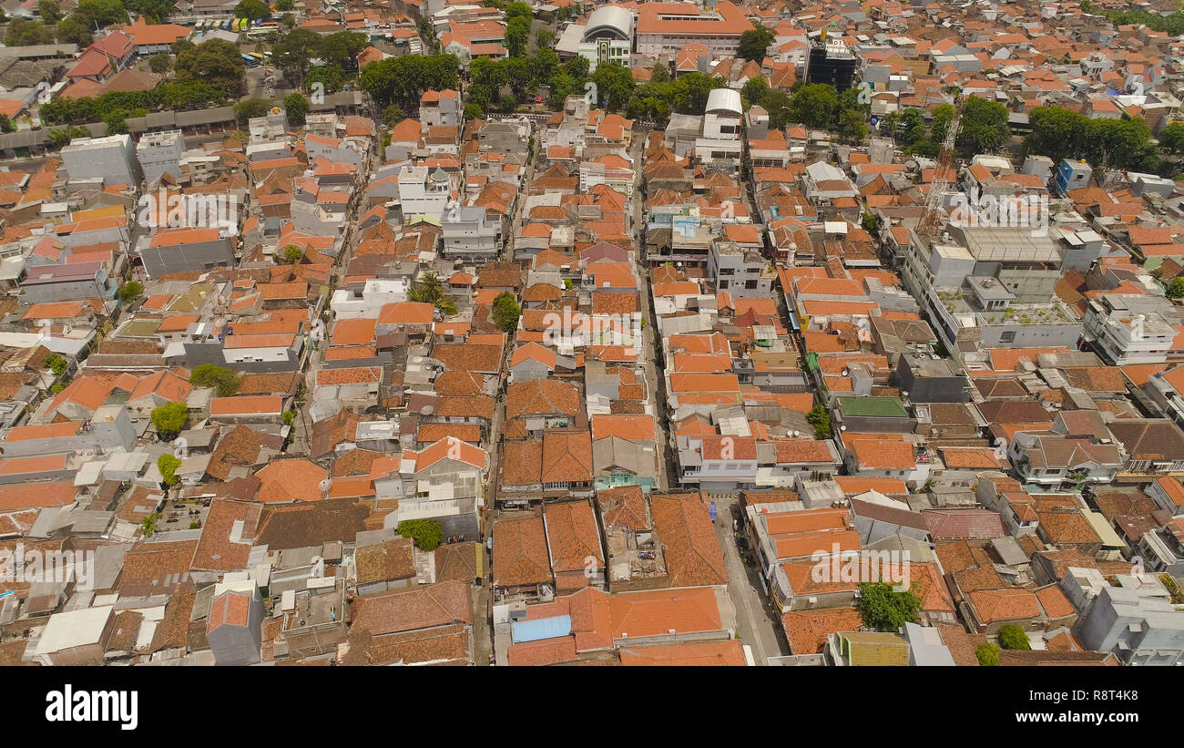 Aerial cityscape densely built asian city. urban environment in asia ...