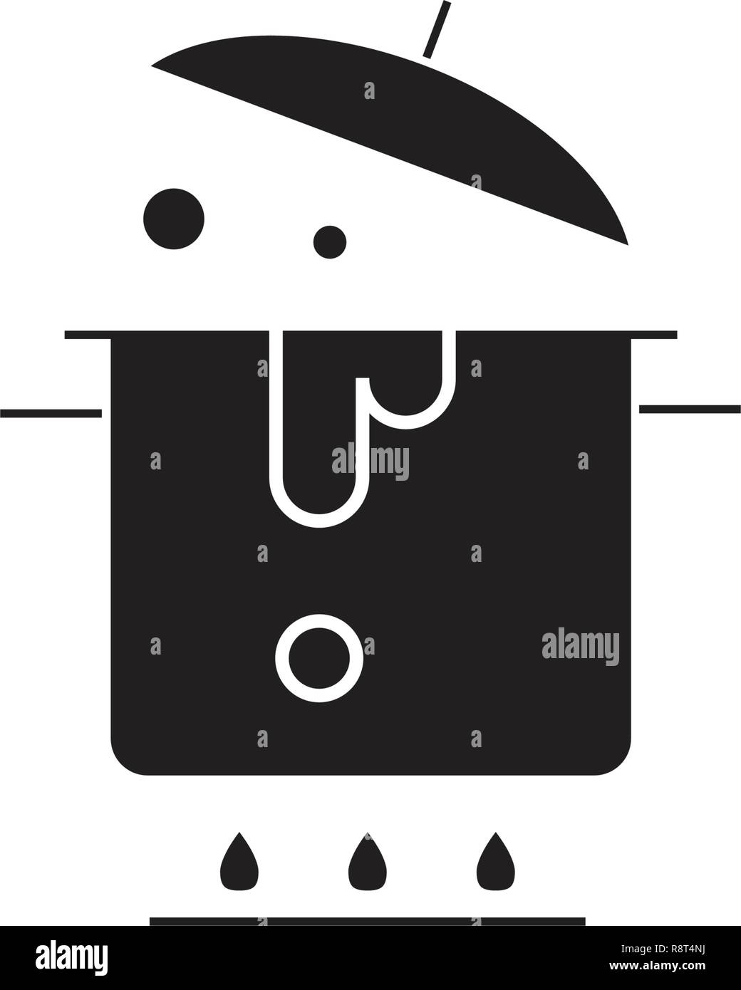 Boiling pot black vector concept icon. Boiling pot flat illustration ...