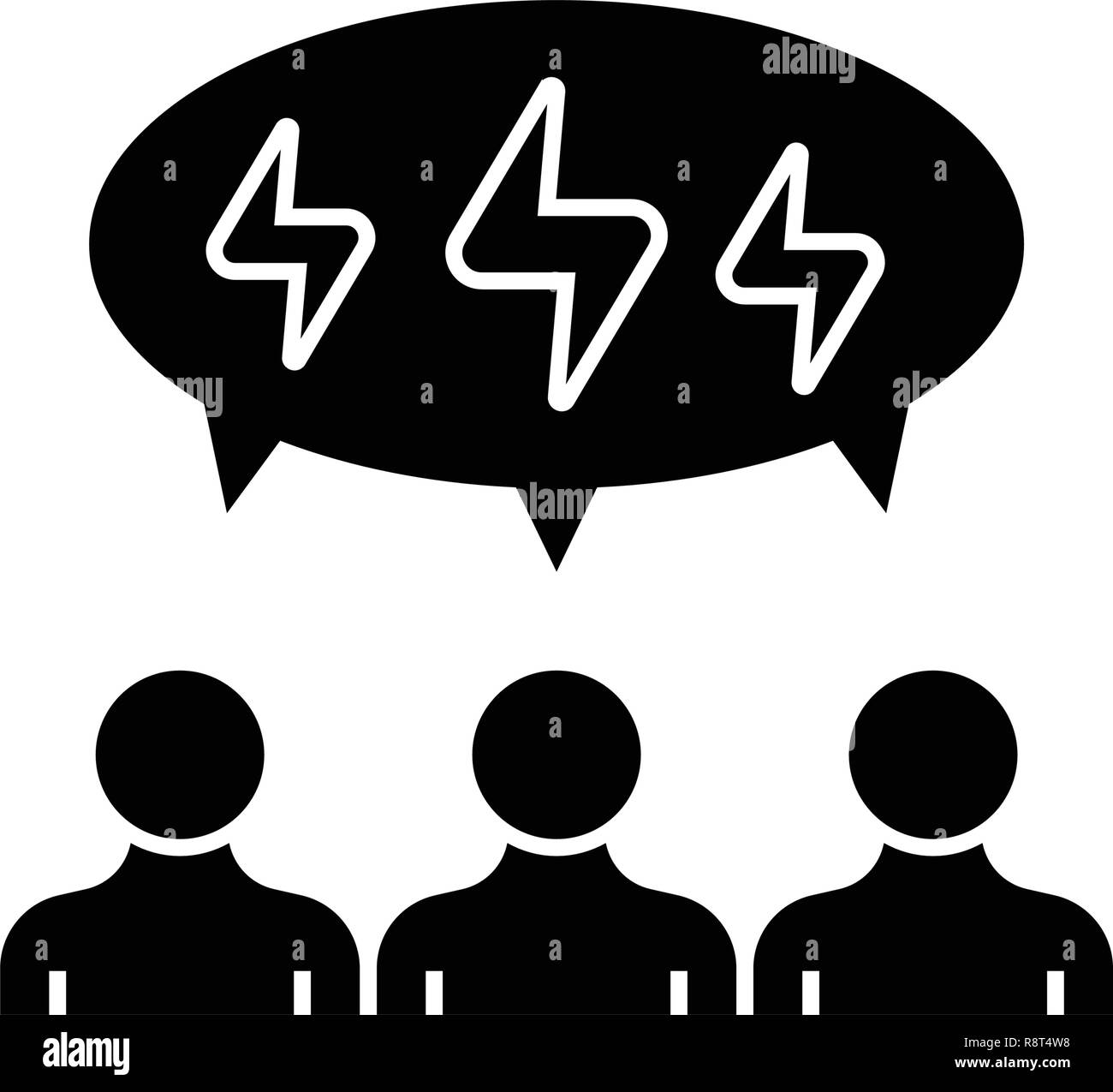 Brainstorming people black vector concept icon. Brainstorming people ...