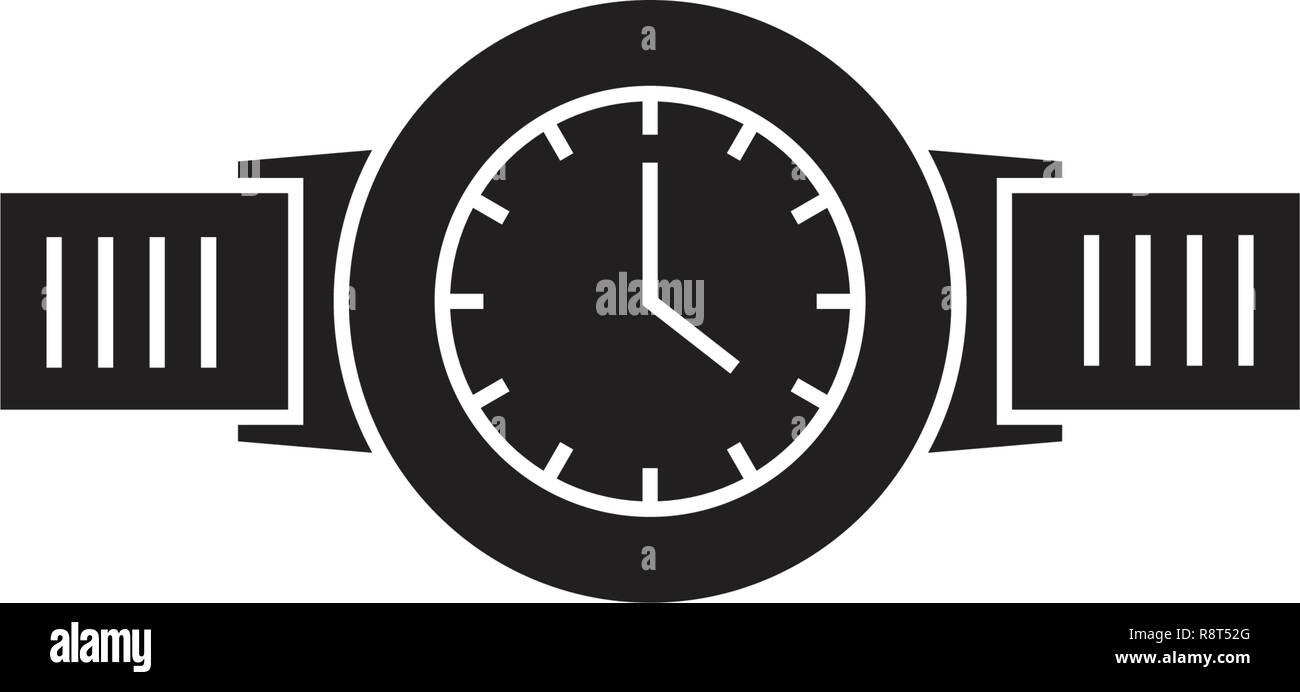 Business hand watch black vector concept icon. Business hand watch flat ...