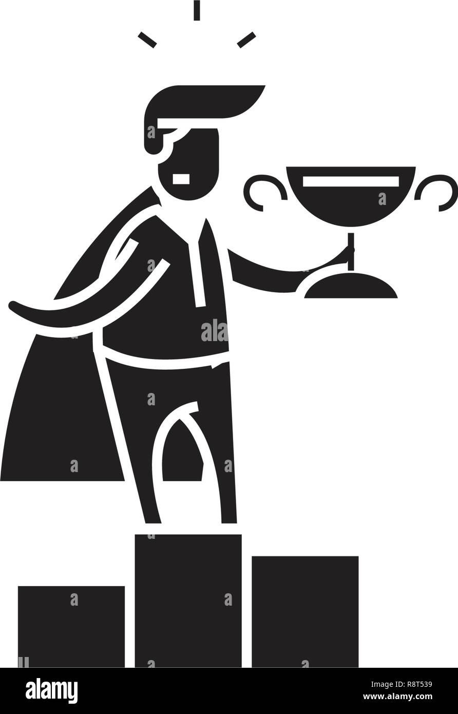 Business leader winner black vector concept icon. Business leader ...