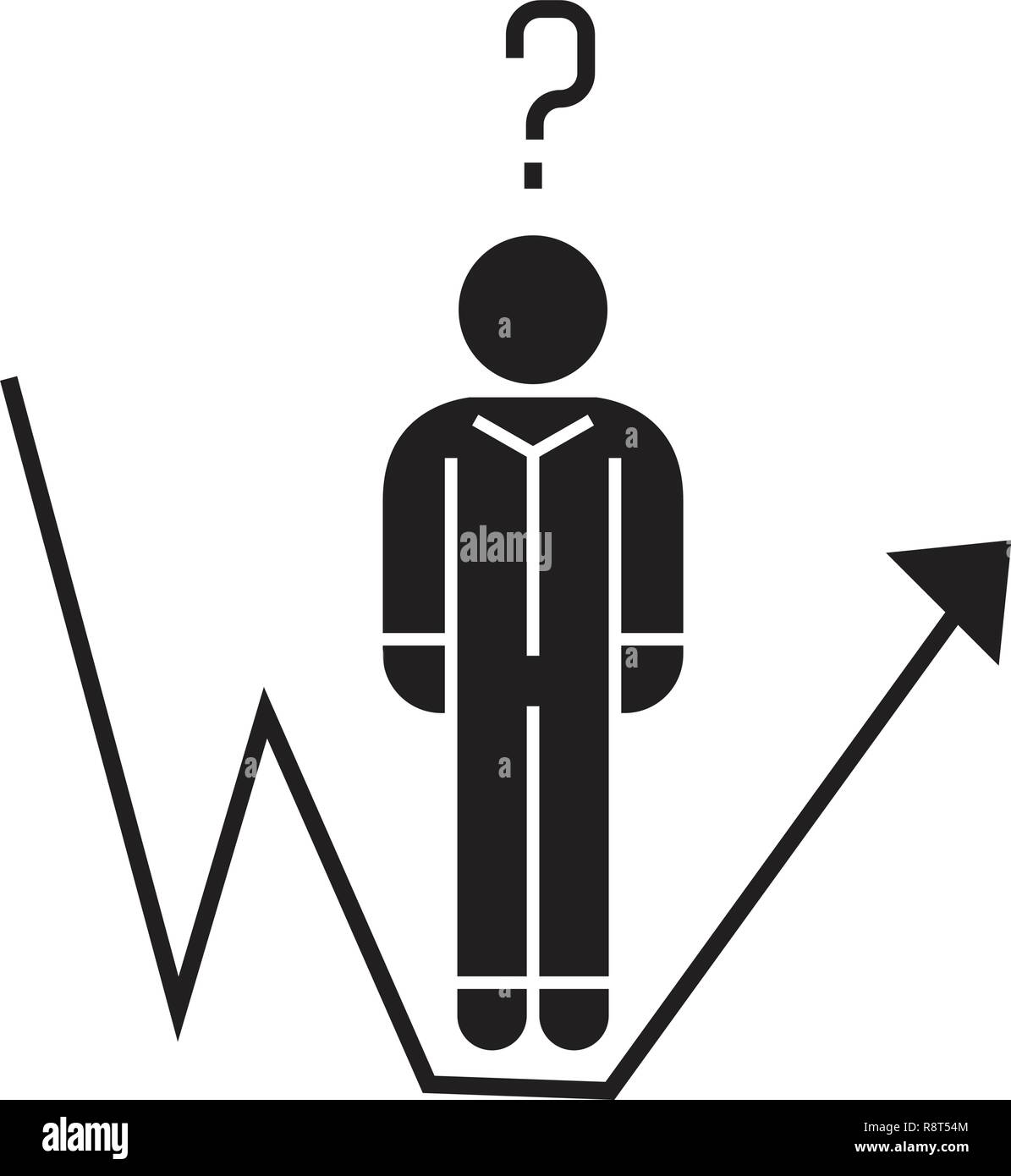 Business question, businessman growth line black vector concept icon ...