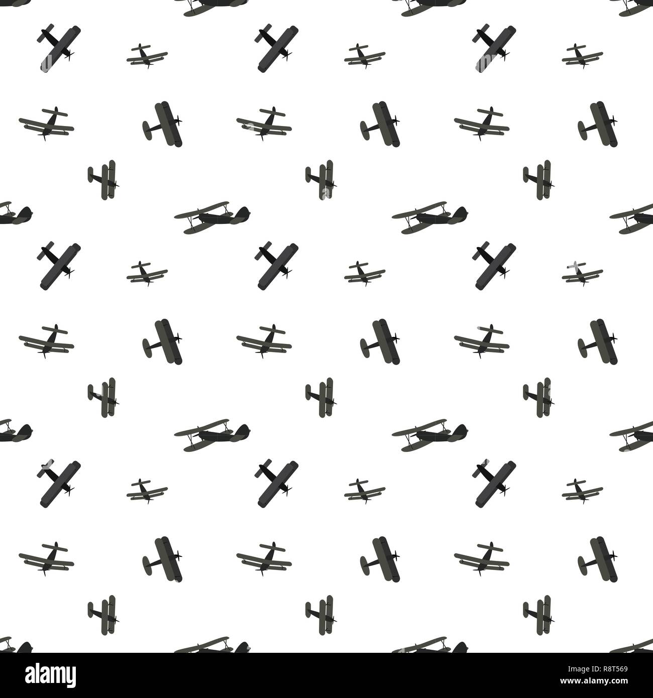 Set of cartoon silhouettes cute airplane. Seamless Pattern. Vector ...