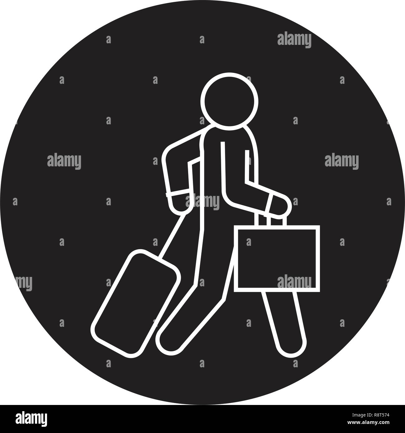 Business traveler walks black vector concept icon. Business traveler ...