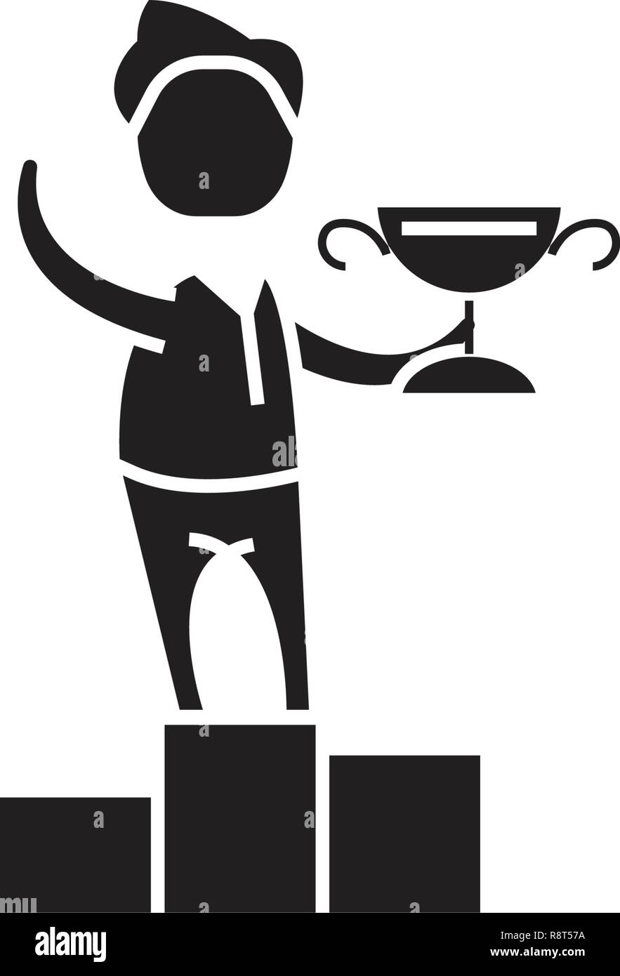 Business winner black vector concept icon. Business winner flat ...