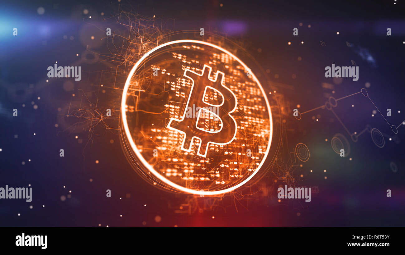 Striking 3d illustration of a plazma bitcoin symbol placed diagonally ...