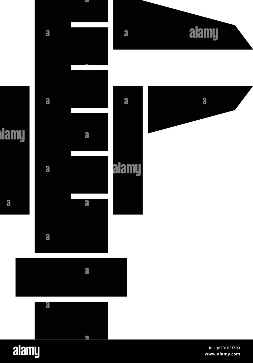 Caliper tool black vector concept icon. Caliper tool flat illustration ...