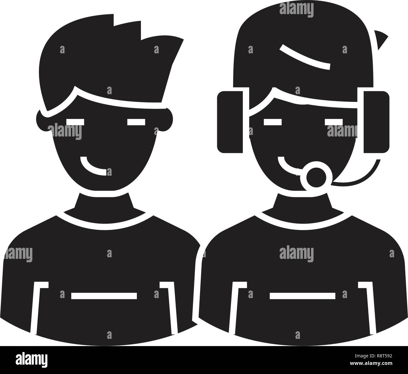 Call center operators black vector concept icon. Call center operators ...