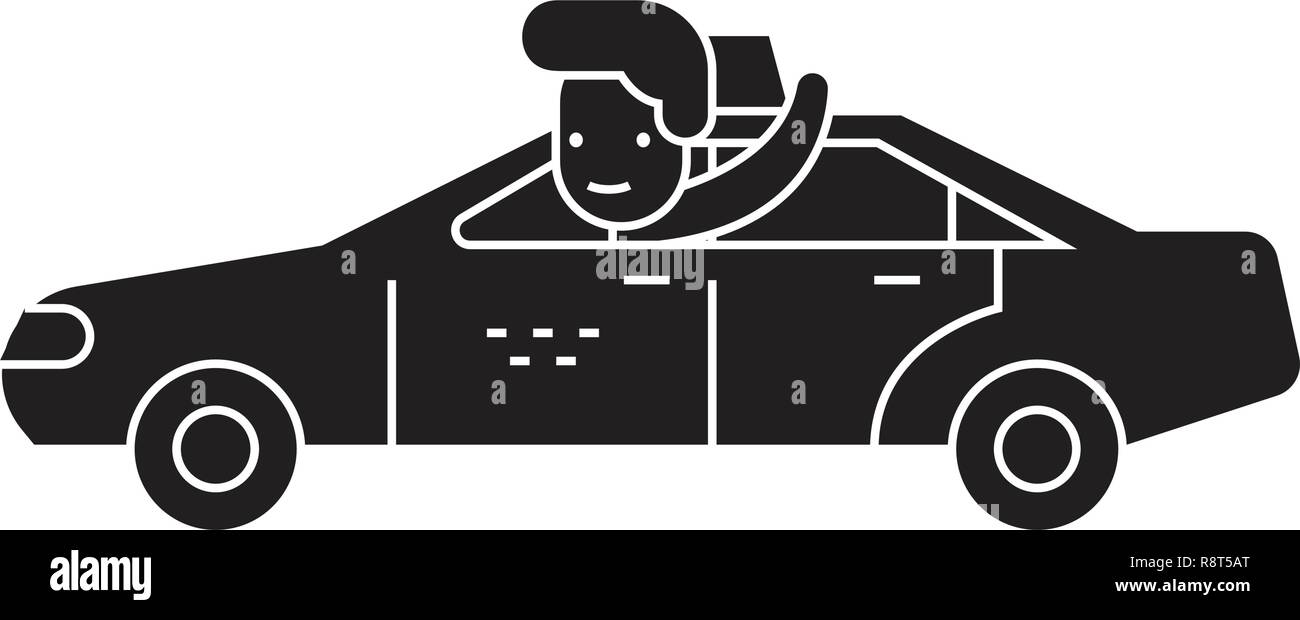 Car ride black vector concept icon. Car ride flat illustration, sign ...