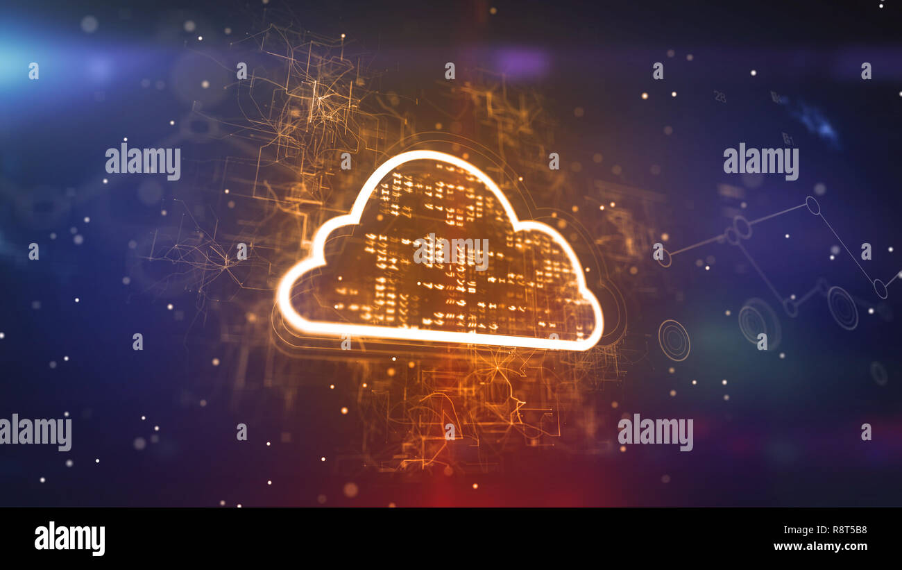 Impressive 3d illustration of a golden cyberspace cloud cpu with ...