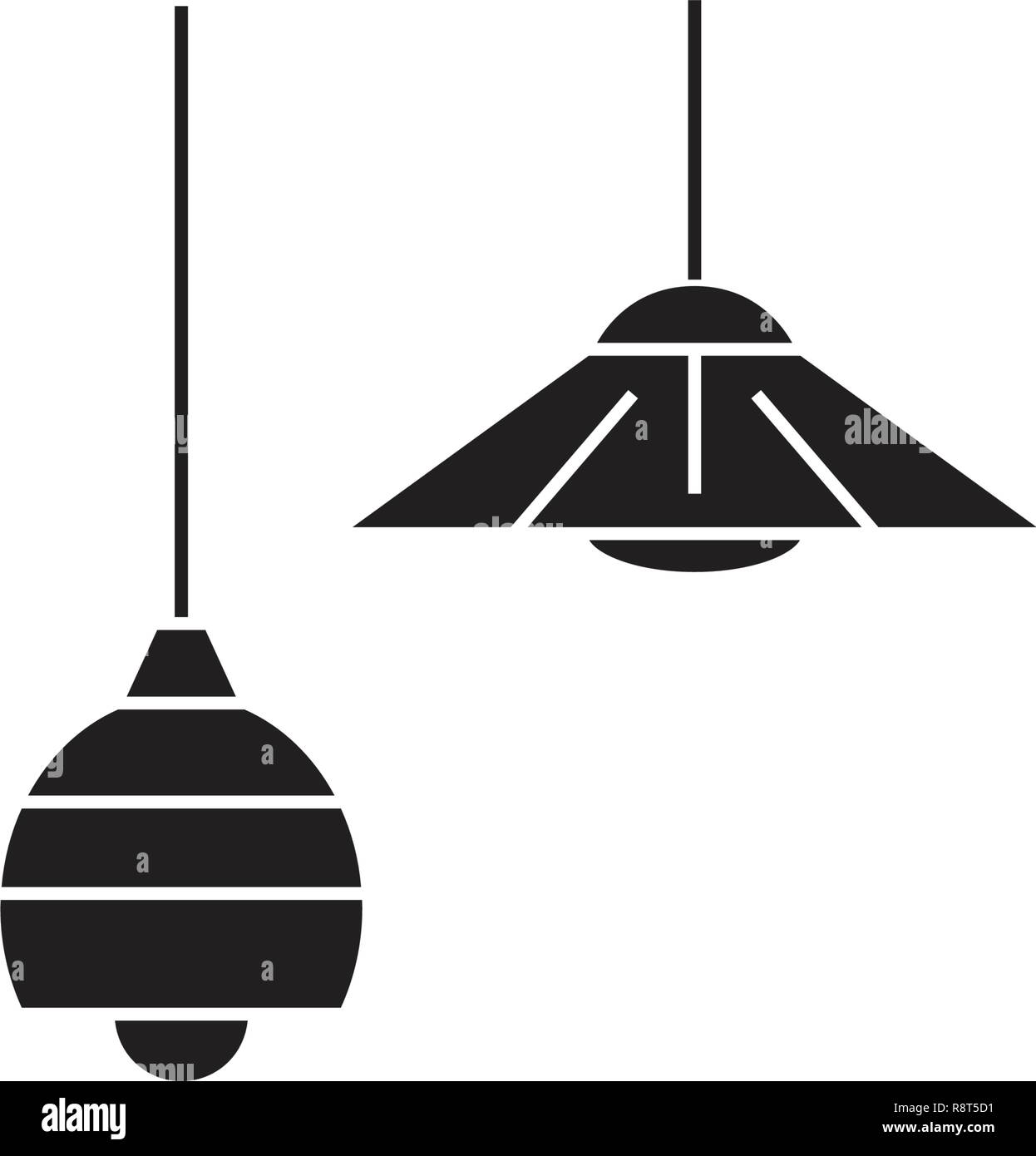 Ceiling lamps black vector concept icon. Ceiling lamps flat ...