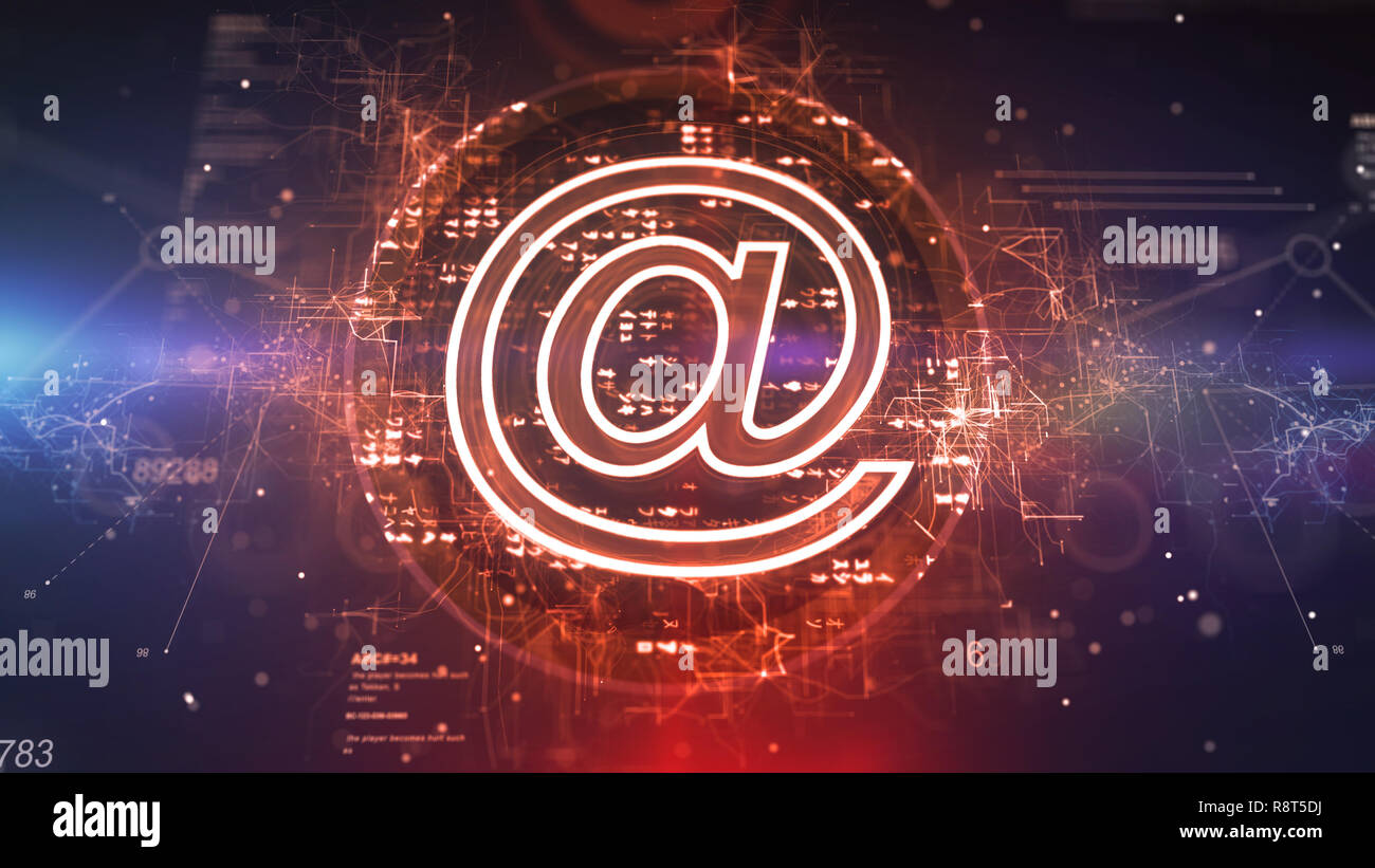 Sci-fi 3d illustration of a plazma cyberspace mailsign cpu placed in ...
