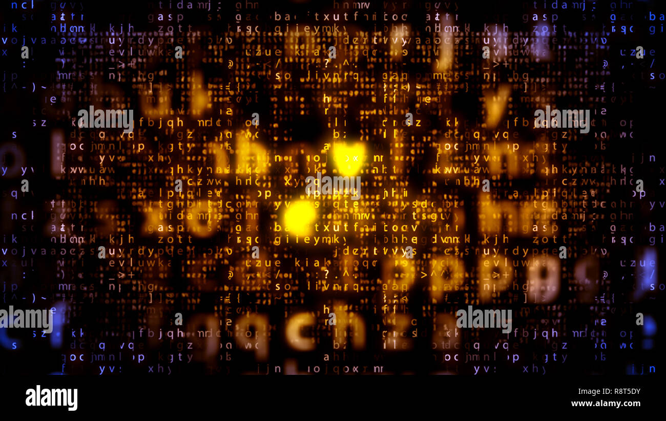 Gorgeous 3d illustration of sparkling golden matrix letters falling ...