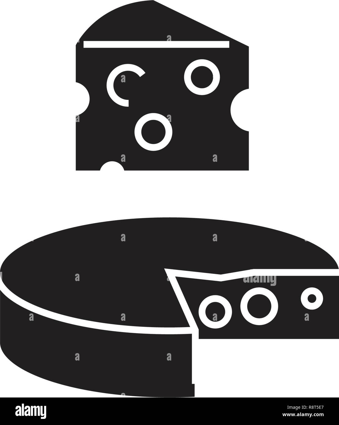 Cheese wheel with slice black vector concept icon. Cheese wheel with ...