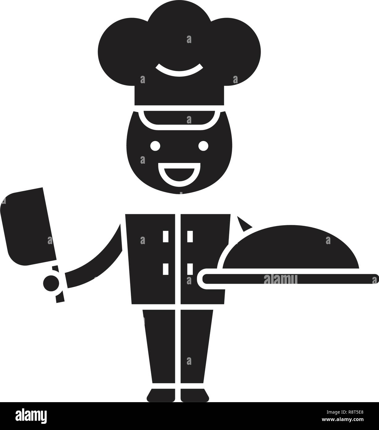 Chef cooking in kitchen black vector concept icon. Chef cooking in ...