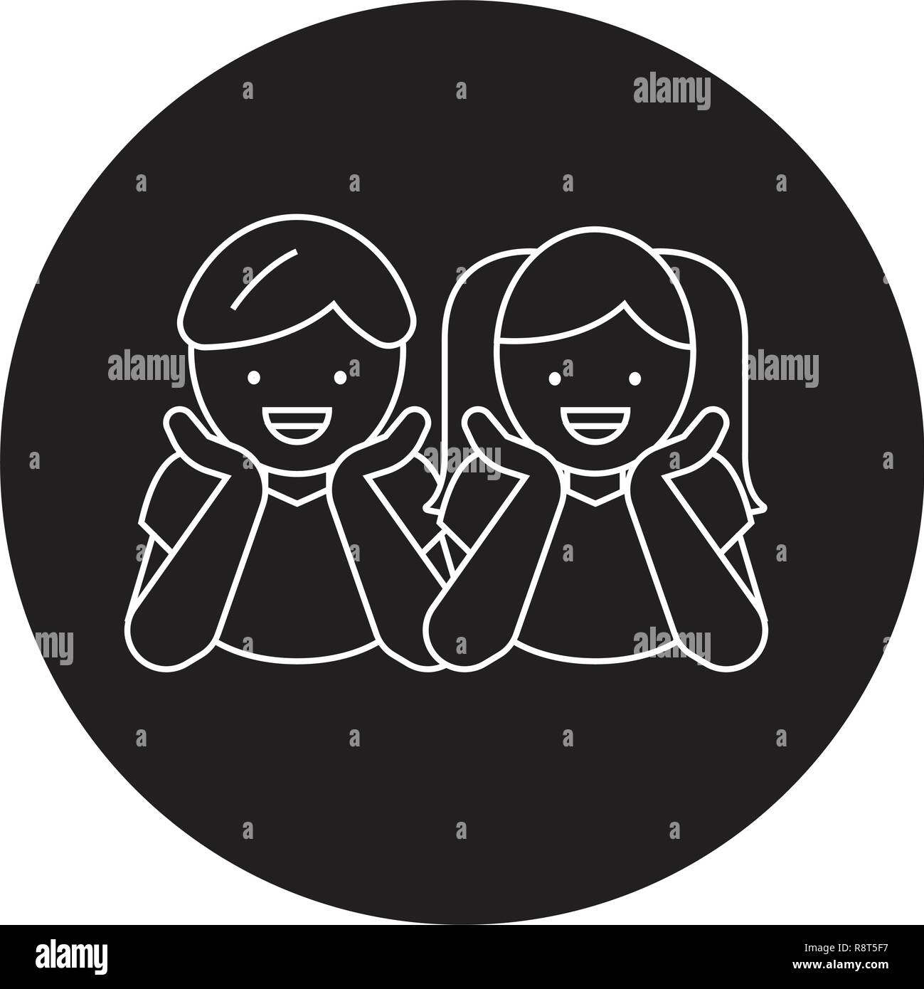 Children laughing black vector concept icon. Children laughing flat ...