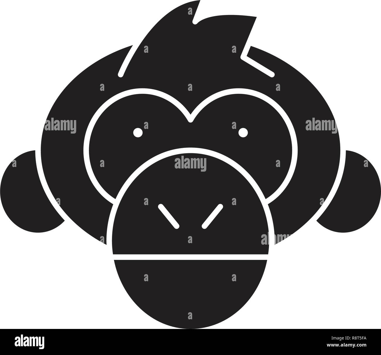 Chimpanzee head black vector concept icon. Chimpanzee head flat ...
